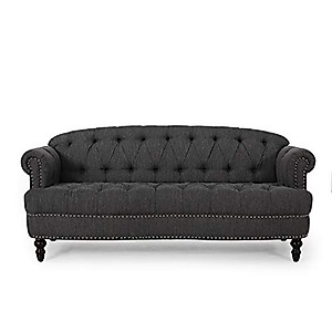 Christopher Knight Home Tracy Contemporary Deep Tufted Sofa with Nailhead Trim, Charcoal