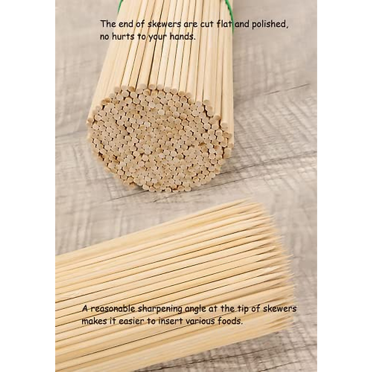 Natural Bamboo Skewers-200 pcs/pack-Φ=0.16 inch (4 mm)-L=12 Inch (300 mm) for BBQ, Appetiser Fruit, Cocktail, Kabob, Kebabs, Marshmallow, Grilling, Barbecue, Kitchen, Crafting, DIY Miniature
