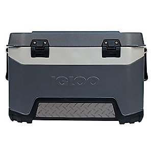 Igloo BMX 52 Quart Cooler with Cool Riser Technology, Fish Ruler, and Tie-Down Points - 16.34 Pounds - Carbonite Gray and Blue