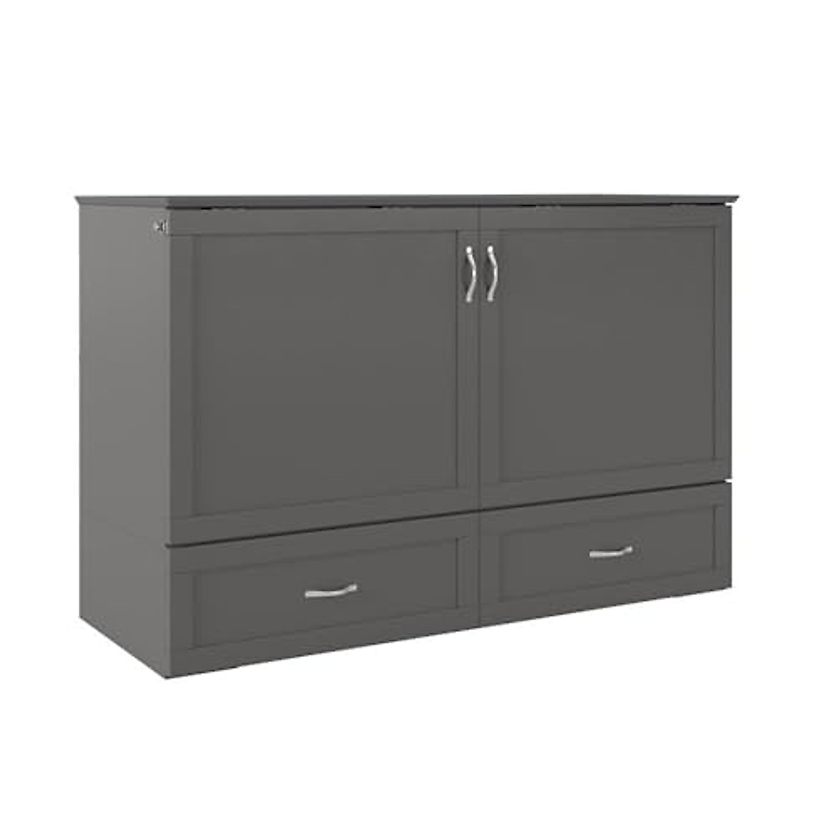 AFI, Raleigh Modern Queen Solid Wood Murphy Bed Chest with Mattress in Grey
