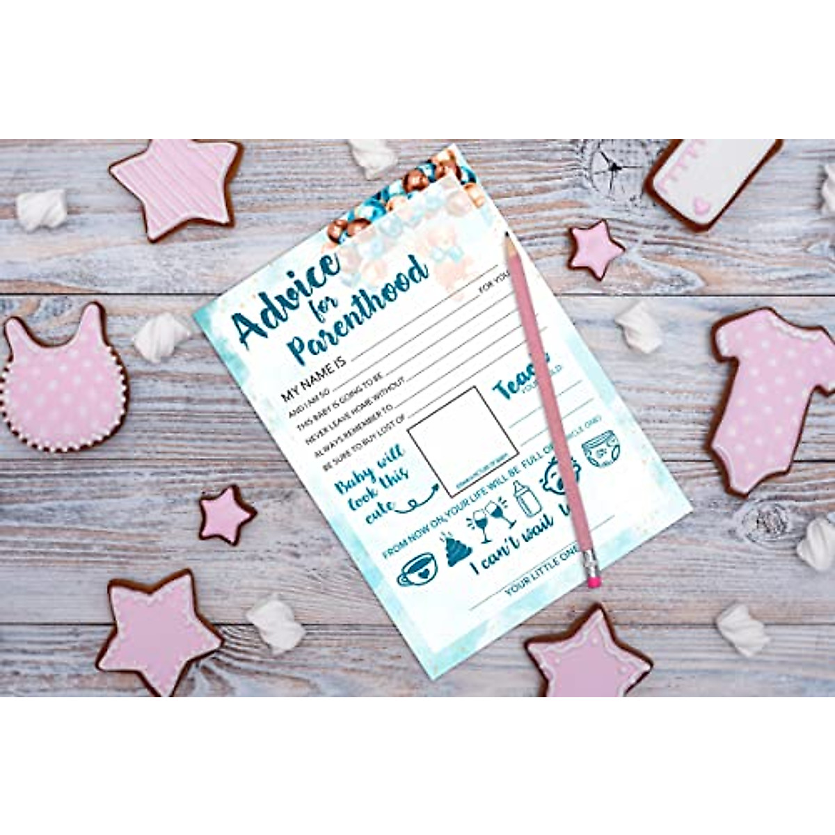 Baby Predictions & Advice Baby Shower, Elephant Neutral Newborn Guessing Game, New Parent Message Advice Book Mommy Daddy to Be Keepsake Party Favor Supplies Decoration -30 Game Cards(bb007-yx17)