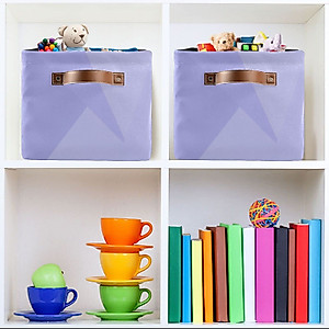 Kigai Light Periwinkle Foldable Storage Basket for Shelves, Collapsible Sturdy Storage Bin with Handles, Canvas Storage Cube for Organizing Closet