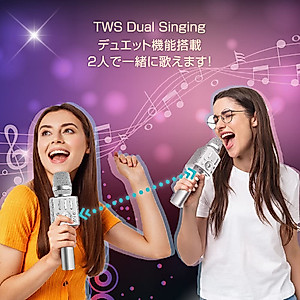 Gigastone] Bluetooth V5.0 Karaoke Microphone Wireless Portable Handheld, Speaker 10W, Voice Change, USB Driver & 3.5mm Jack, Home Party for iOS Android PC All Smartphone