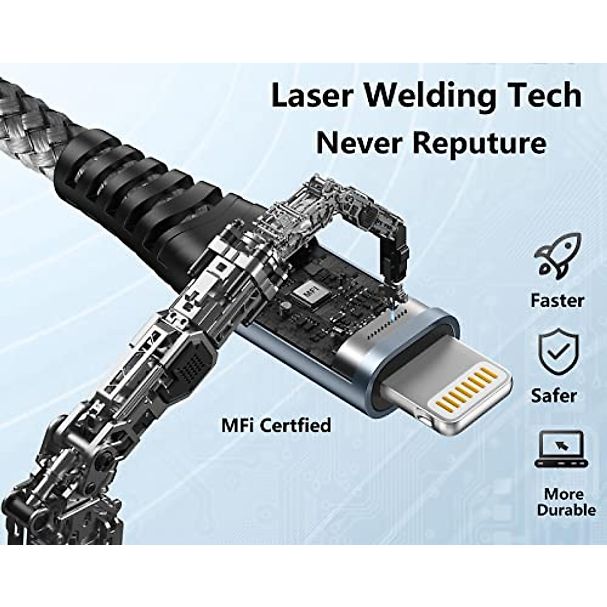 ohbox Heavy Duty 6FT 3Pack iPhone Charger Cable, 6 Foot Lightning Cable Braided Fast Charging Cords Compatible with iPhone 14/13/12/11/Pro/Max/Mini/X/Plus/8/7/6/5S/SE/Plus/iPad