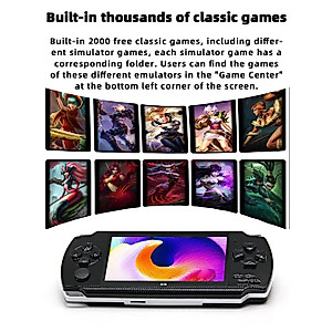 JXD Handheld Game Console 4.3 inch 8GB Built in 2000 Games for Multiple Simulators X6 Retro Video Game Console Mp3/4/Ebook TV Out Mini Hand Portable Game Player Device Holiday (Black)