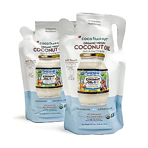 CocoTherapy USDA Organic Virgin Coconut Oil Refill Pouch, 24 Fluid Ounces, Veterinarian Recommended for Dogs, Cats and Birds�