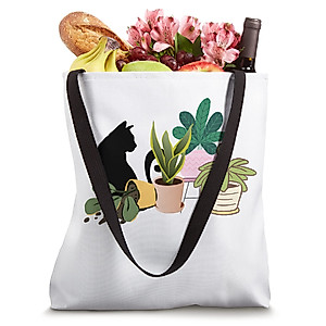 Black Cat Plays in the Plants Naughty Kitty Plant Lover Tote Bag