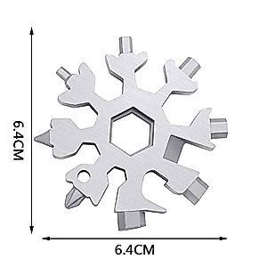 Snowflake Multi Wrench Tool，18-in-1 Keychain Multitool Pocket Tool Is Easy To Carry for Outdoor Camping And Christmas Snowflake (Silver)