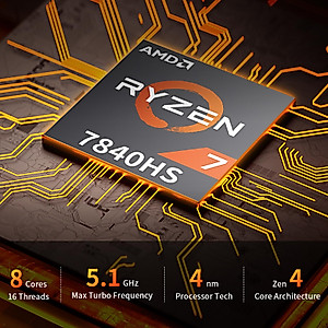 AWOW HA7 Mini PC, Mini Computers with AMD Ryzen 7 7840HS (8C/16T up to 5.1Ghz), 32GB DDR5 Dual Channel, 1TB M.2 2280 PCle 4.0 SSD, 4K/8K Triple Display, 2X RJ45, WiFi 6, BT 5.2, Gaming PC