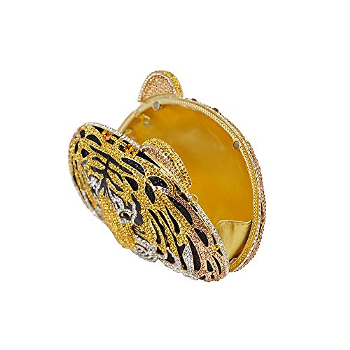 nice buy Lady Dazzle Full Diamond Clutch Tiger Head Evening Bag Bling Rhinestone Chain Cross Body Bag Animal Purse (Gold 1), Medium