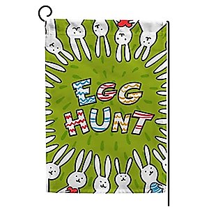 My Little Nest Seasonal Garden Flag Funny Bunny Easter Egg Hunt Vertical Garden Flags Double Sided for Home Farmhouse Yard Holiday Flag Outdoor Decoration Banner 12"x18"