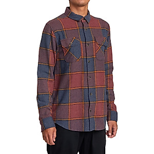 RVCA Mens Long Sleeve Woven Button Front Flannel Shirt - Thatll Work (New Moody, Medium)