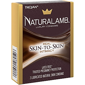 Trojan NaturaLamb Latex Free Luxury Condoms, 3 Count (Pack of 1)