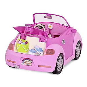 Glitter Girls – Purple Convertible Car & 14-inch Poseable Doll Candice – Rolling Wheels, Opening Doors, Trunk & Interior Storage – Toys, Clothes, and Accessories for Ages 3+