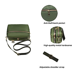 YANAIER Functional Multi Pocket Crossbody Bag for Women Stylish Ladies Shoulder Messenger Bags Purse Army Green B-Large