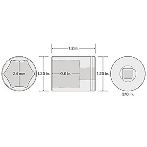 TEKTON 3/8 Inch Drive x 24 mm 6-Point Socket | SHD12124