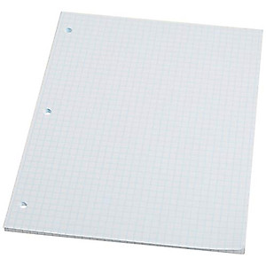 Pacon Filler Paper, White, 3-Hole Punched, 1/4" Grid Ruled 8" x 10-1/2", 80 Sheets