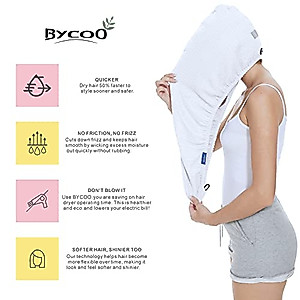 BYCOO Waffle Hair Towel Wrap, Large Microfiber Hair Drying Towels With Button&Elastic, Anti Frizz Head Towle|Super Absorbent | Soft Quick Dry Hair Turban for Women & Wet, Curly, Long &Thick Hair-White