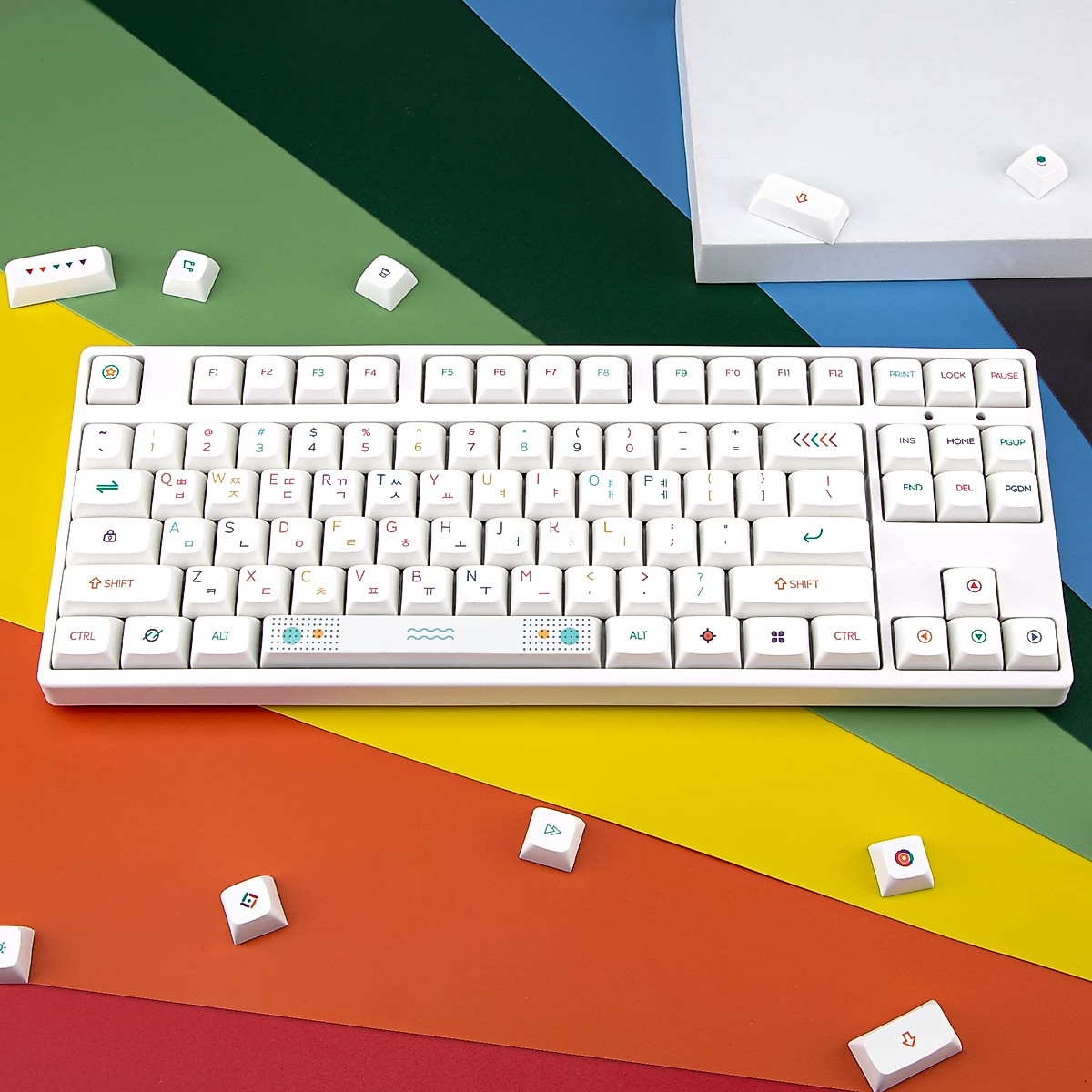 TOkey 127 Keys XDA Profile Custom PBT Dye Sublimation Keycaps Compatible with All Mechanical Gaming Keyboards for TTC Gateron Kailh Holy Panda Cherry MX Switches(Neon Lights with Korean)