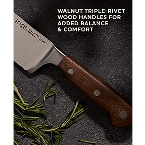 Chicago Cutlery Racine 12-Pc Kitchen Knife Wood Block Set, Stainless Steel Knives, Serrated, Chef, Utility, and Paring Knife, Removable Steak Knife Block, Walnut Handle