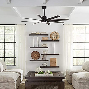 Renegade Smart Indoor and Outdoor 8-Blade Ceiling Fan 66in Matte Black with 3000K LED Light Kit and Remote Control works with Alexa, Google Assistant, Samsung Things, and iOS or Android App