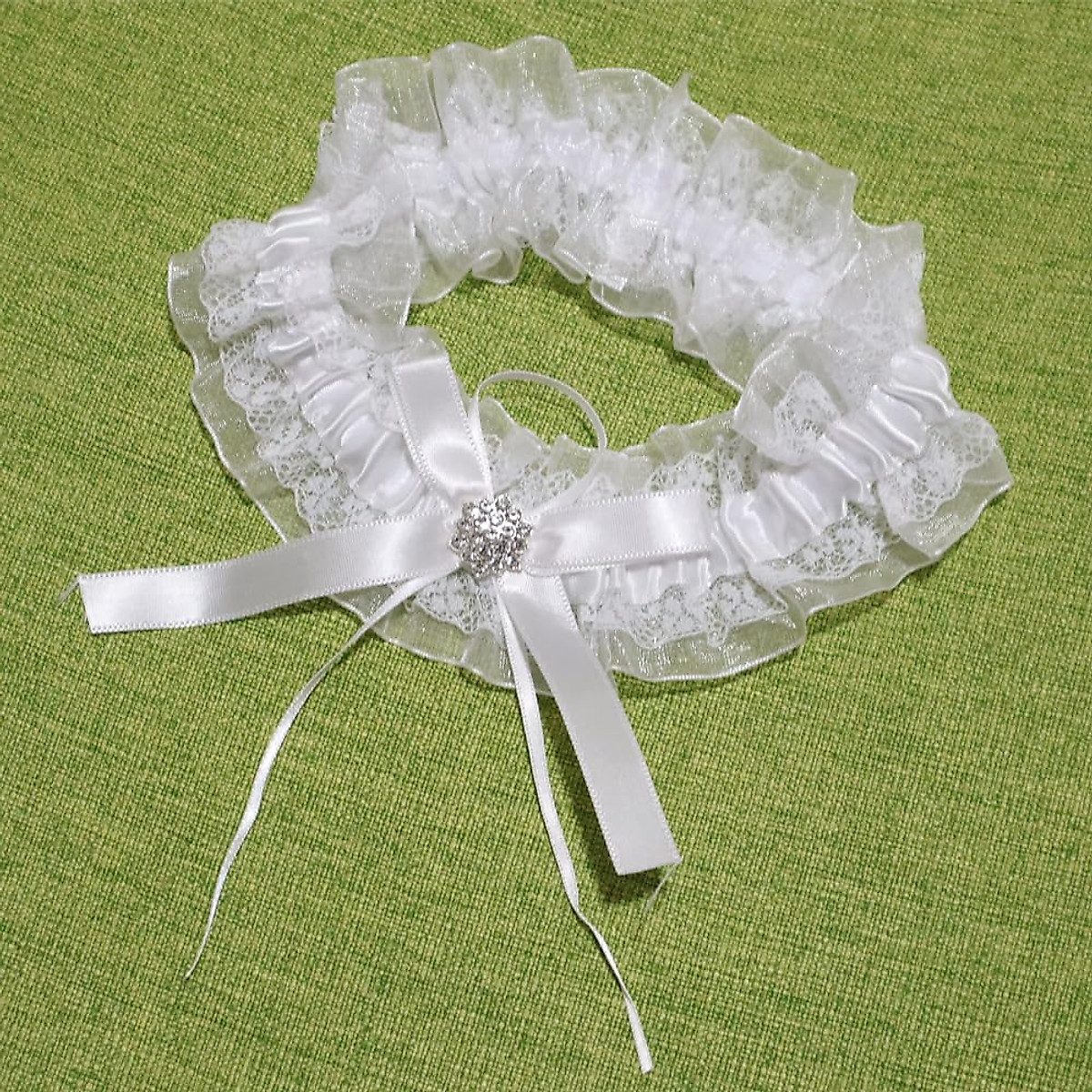 Wedding Garters for Bride Lace Bridal Garters with Bow Stretch Party Leg Garter Belt (White)