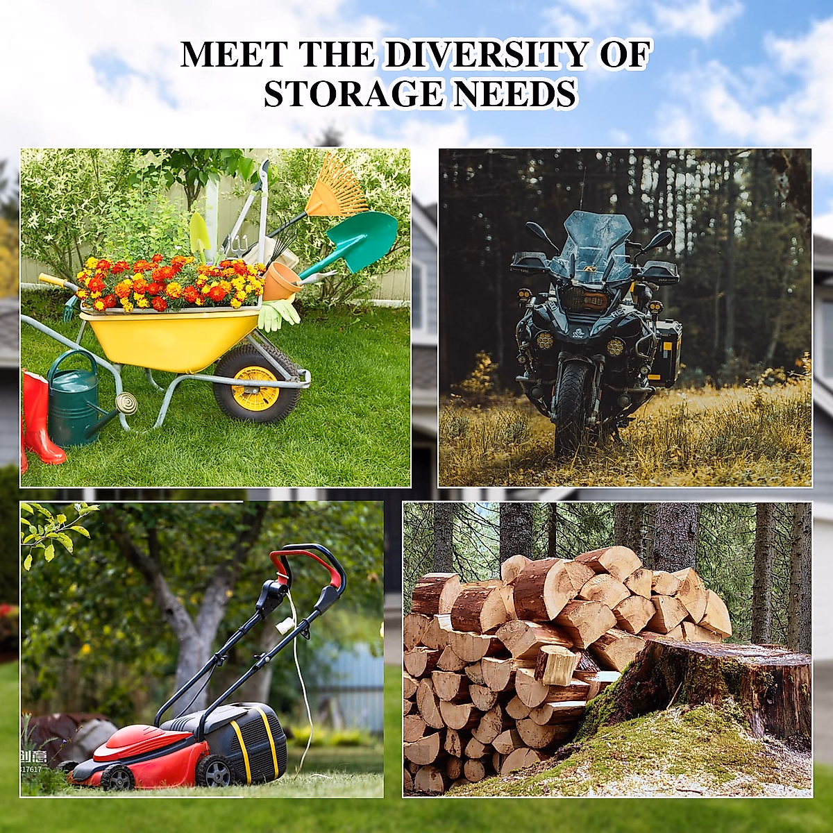 B BAIJIAWEI 10X10 ft Shed Storage Shelter All-Season Heavy Duty Portable Storage Shed Carport for Motorcycle, Bike, Garden Tools (Dark Grey)