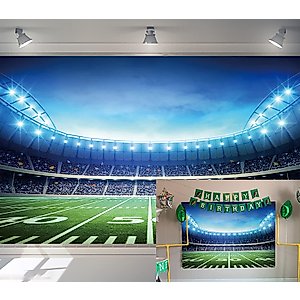 Football Field Backdrop American Football Field AuditoriumLight Rugby Sports Soccer Themed Party Baby Photography Background (7X5FT)