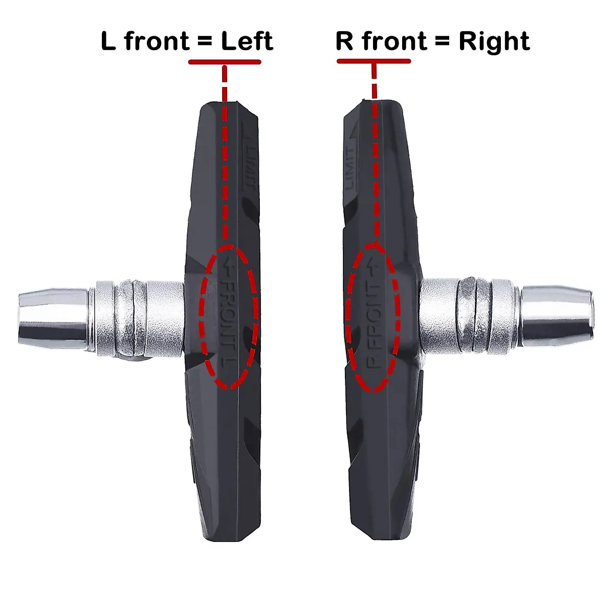 Hotop V Bike Brake Pads with Hex Nuts and Spacers V Bicycle Brake Blocks Set 70 mm (Black)