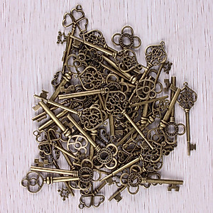 DuomiW Mixed 50 Antique Bronze Finish Skeleton Keys Rustic Key for DIY Wedding Party Decoration Favor Mini Treasure Gifts