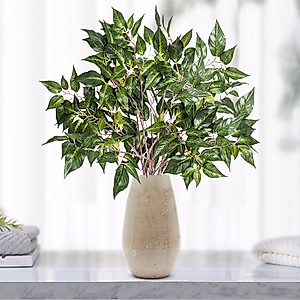 Grand Verde Ficus Tree Branches Artificial Greenery Bulk Faux Plants Green Silk Leaves 23” Long Stems DIY Home Decor Indoor Outdoor, 4pcs