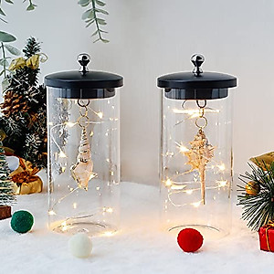 JHY DESIGN Set of 2 Sea Shell Pendant Decorative Lamp Battery Powered Lights 7" Tall Cordless Lamp Light with Fairy Lights for Living Room Bedroom Kitchen Wedding Xmas Christmas Decorations