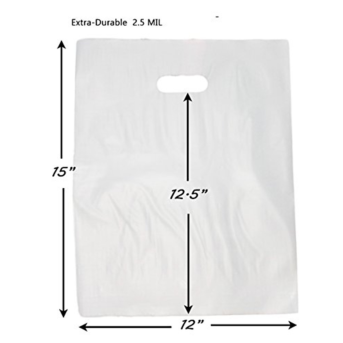100 Extra Durable 2.5mil 12x15 Clear Merchandise bags Die Cut Handle-Semi-Glossy finish-Anti-Stretch. For Retail store plastic bags, Party favors, Handouts and more by Best Choice (Clear)