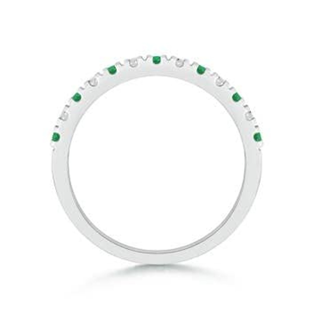 Angara U Prong Emerald and Diamond Half Eternity Wedding Band for Women in 14K White Gold (2mm Emerald) - May Birthstone