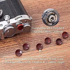 VKO Wood Soft Shutter Release Button Compatible with Fujifilm X-T30 X-T3 X100F X-T20 X-PRO2 X-E2S X20 X30 X100T X100S X-E2 X-E3 XPRO-1 SXT-2 X-T10 Camera 12mm Concave Surface Red(Wood Grain Random)
