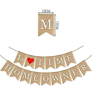 SWYOUN Burlap 1st Time Homeowner Banner House Warming Party Mantel Fireplace Decoration Supplies