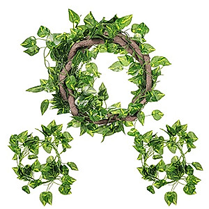 4 Pcs Reptile Vines, Flexible Bendable Jungle Climbing Vine Terrarium , Fake Plants for Reptiles, Artificial Leaves Terrarium Tank Reptile Pet Habitat Decor for Bearded Dragons, Lizard, Snake, Gecko