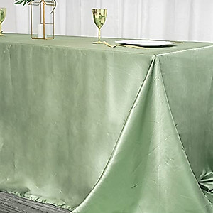 BalsaCircle Tablecloths 90x156 inch Sage Green Satin Rectangle Tablecloth Table Cover Linens for Wedding Table Cloth Party Reception Events Kitchen Dining, 90' x 156'