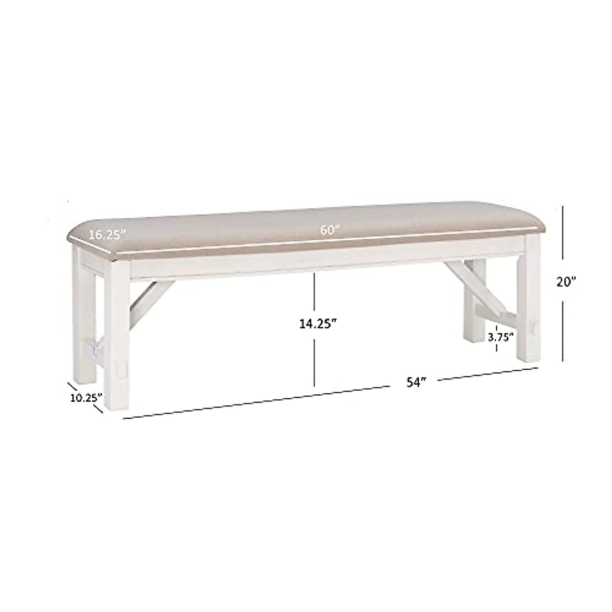 Powell Company Powell Turino Distressed White Dining Bench