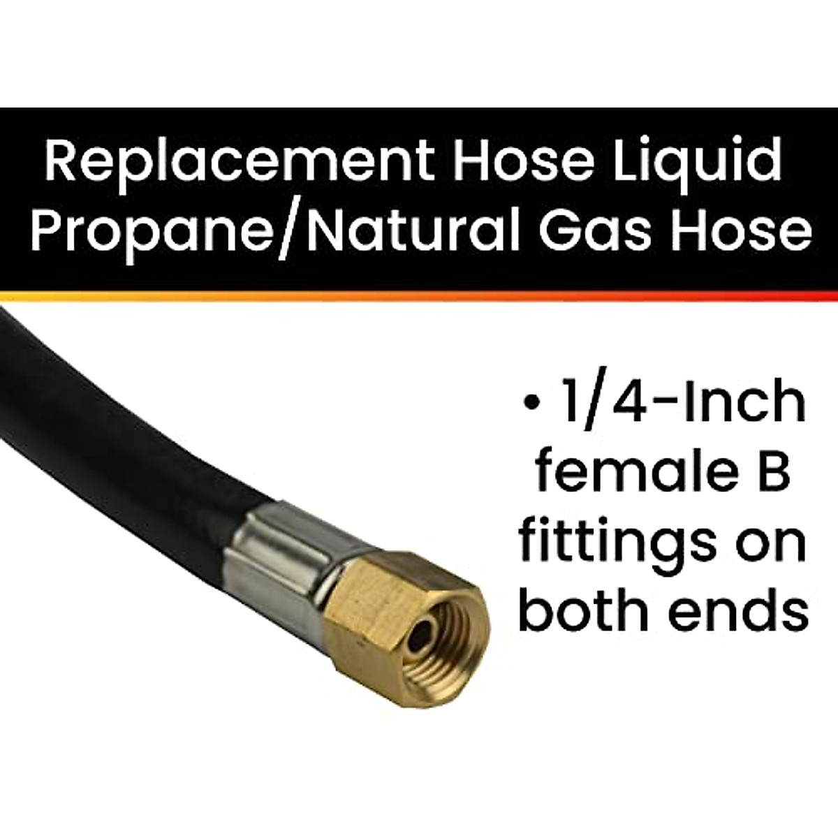 Hot Max 24212 Replacement Hose Liquid Propane/Natural Gas Hose with 350 Psi Rating, 10'
