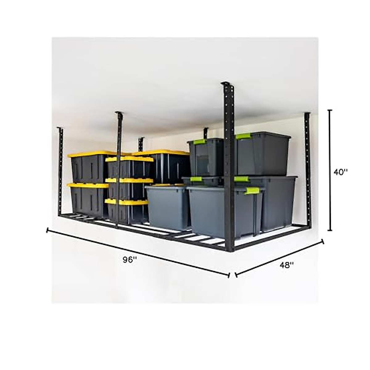 StoreYourBoard 4 x 8 Garage Storage Rack, Ceiling Shelf Overhead Organization, Heavy Duty Steel Platform Holds 700 lbs, 96 in. x 48 in. x 40 in.