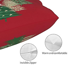 AELUTYSH Red Christmas Pillow Covers 12x20 Inch Set of 2, Christmas Tree Gold Star Decorative Throw Pillows Winter Pillow Case Holiday Christmas Decor Lumbar Cushion Cover for Home Sofa Couch