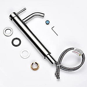 Aquaterior Single Handle Vessel Sink Faucet 12 inch Tall Bathroom Sink Faucet Hot and Cold Water Mixer Stainless Steel Single Hole Faucet Brushed Nickel (CUPC NSF CEC)