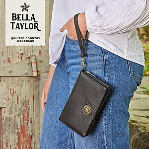 Bella Taylor RFID Wristlet Cash System Wallet for Cash Envelope Budgeting | Money Organizer Budget Wallet | Cash Stuffing Wallet | Genuine Black Leather