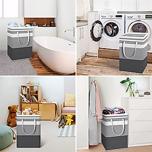 OHAOLYLE 75L Laundry Basket,Large Laundry Hamper,Collapsible Laundry Bag with Extended Handle,Foldable Washing Bin for Clothes in The Dorm and Family