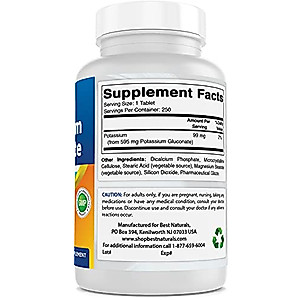 Best Naturals Potassium Gluconate Supplement 595 Mg Tablet, 250Count