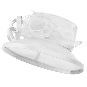 Original One Women's Kentucky Derby Tea Part Dress Church Fascinators Fancy Hats (White) M