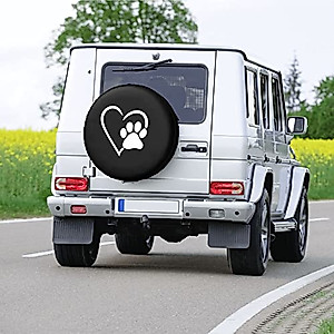 Love Heart Bear's Paw Fashion Graphic Print Spare Tire Cover Wheel Protector Waterproof Dustproof Uv Resistant for Jeep, Camping Travel Trailer, Rv, SUV and Many Vehicle Universal 17 Inch