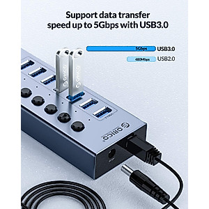 ORICO 13 Port BC1.2 USB 3.0 Hub + Quick Charge with Individual Switches 13 Port USB Data Hub self Power 12V/5A (60W) Black