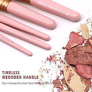 Z'OREYA Makeup Brushes 15Pcs Makeup Brush Set Premium Synthetic Kabuki Brush Cosmetics Foundation Concealers Powder Blush Blending Face Eye Shadows Brush Set (Pink)